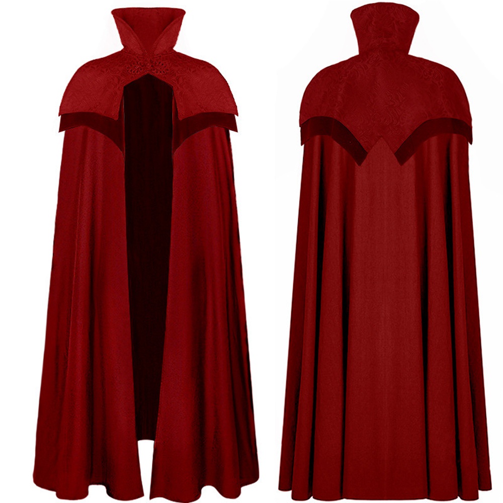 Medieval Vampire Cape Men Red Black Halloween Medieval Cloak Cosplay ...