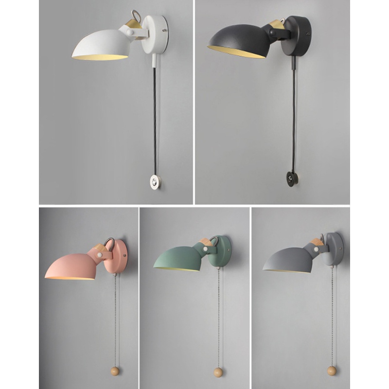 LED Wall Lamp with Switch Solid Wood Creative Rotating Wall Lamp Modern ...