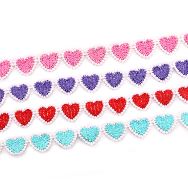 【1 Yard】Solid Color Heart Shape Lace Trim Knitting Multicolor Ribbon ...