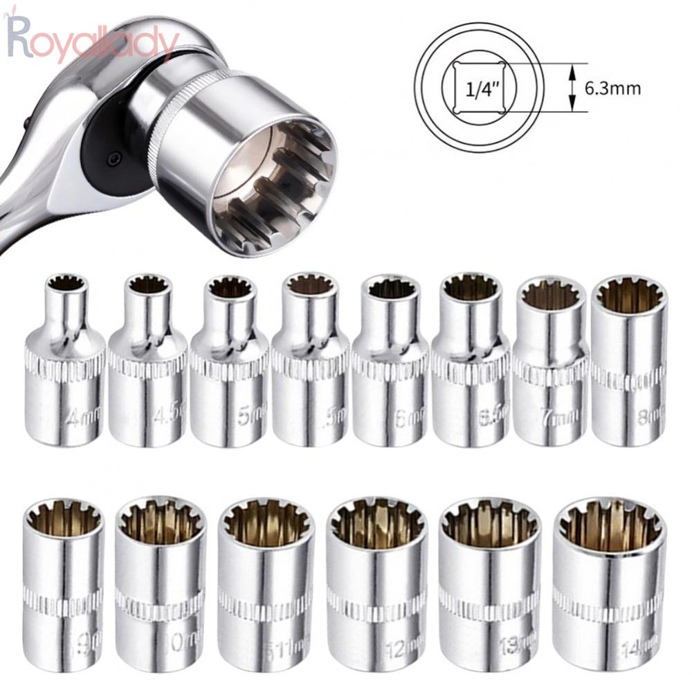 12 Point Mirror Short Socket Head 1/4 Drive Torx Bit Ratchet Wrench ...