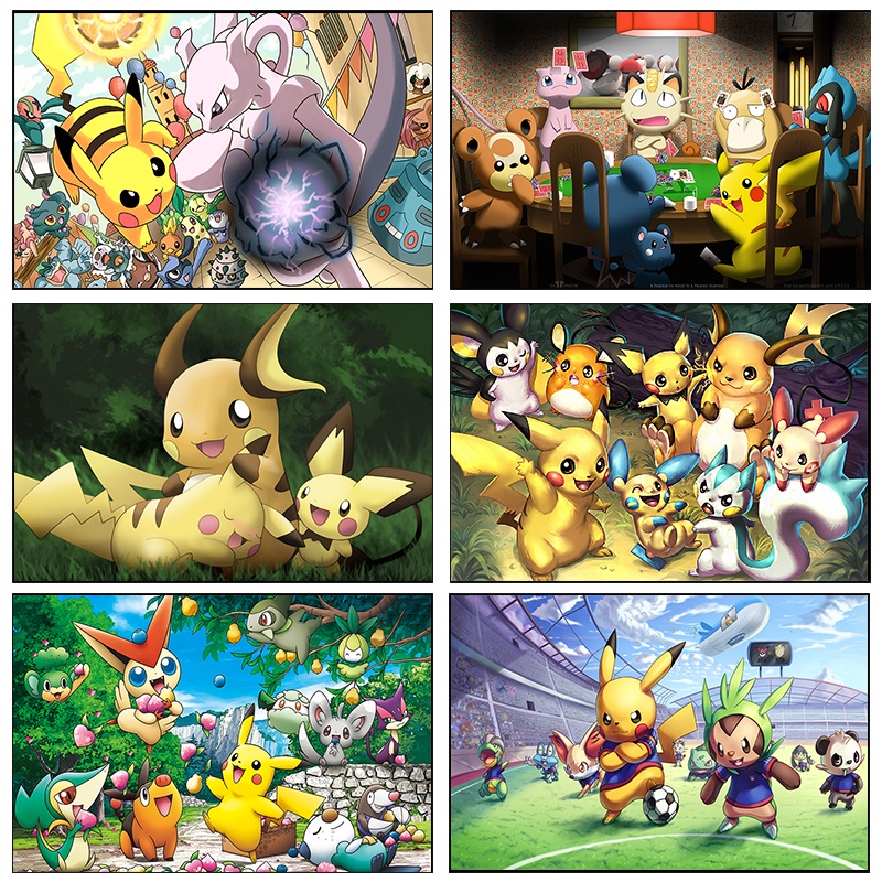 Japanese Classic Anime Pokemon Digital Oil Painting Pikachu DIY Hand ...