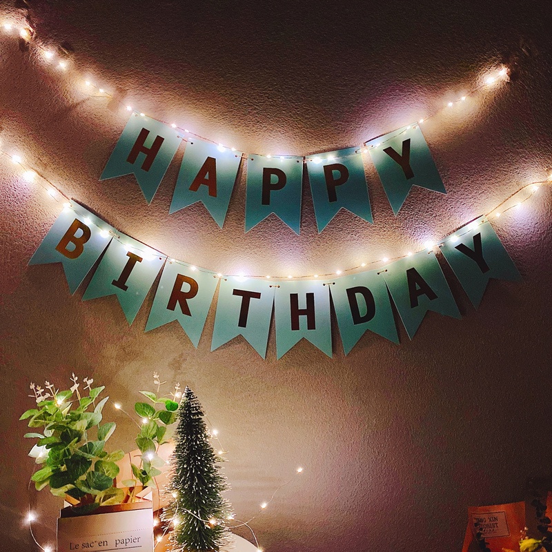 Happy Birthday Triangle Banner Flags With Light Party Decorations ...