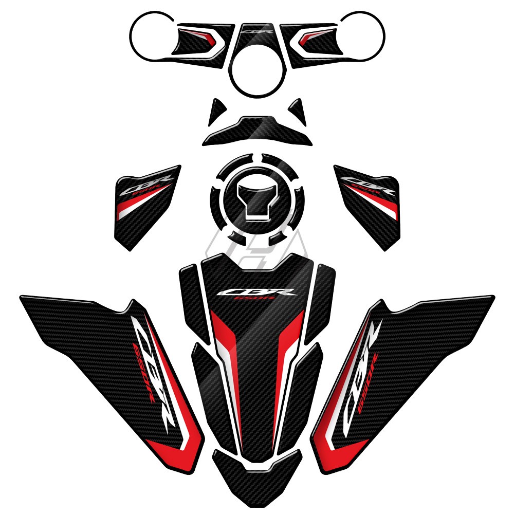 For Honda CBR650R 2019-2022 3D Carbon-look Triple Yoke Defender Sticker ...
