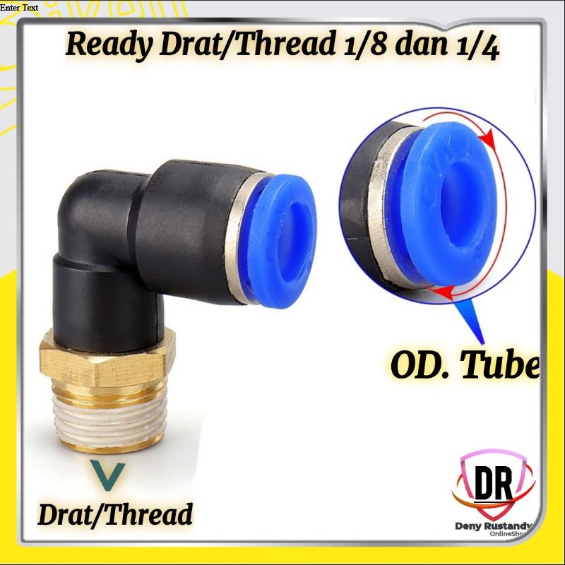 Fitting SLIP LOCK ELBOW L Outer Thread 1/4 1/8 PNEUMATIC PUSH IN Hose 4 ...