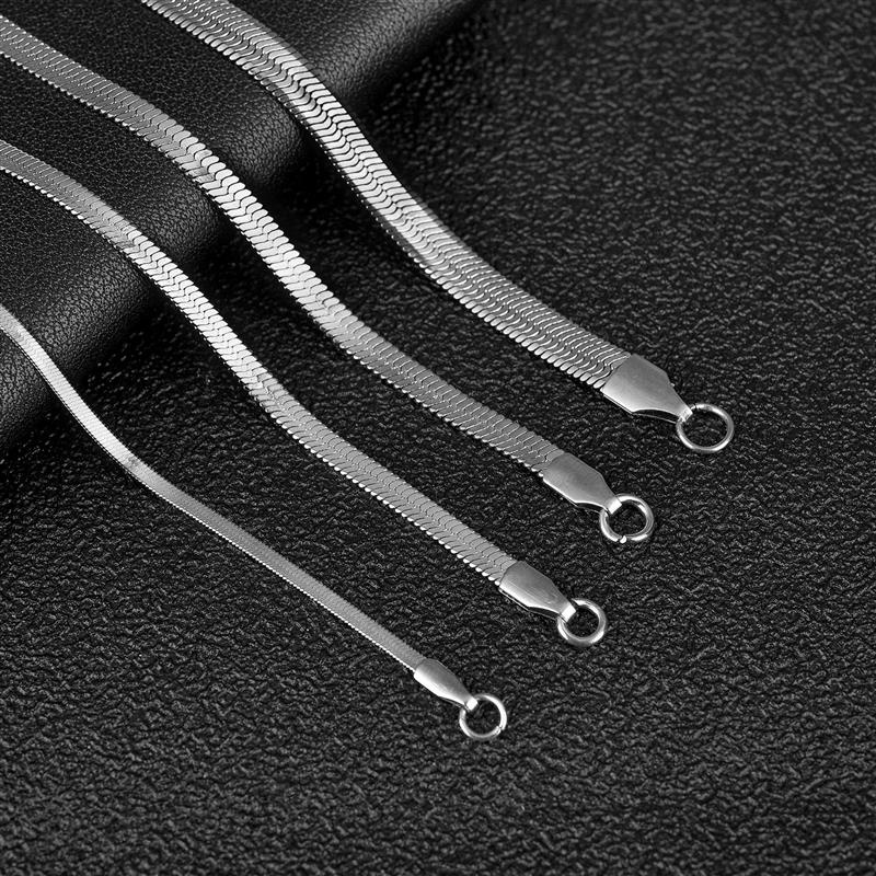 Classic Stainless Steel Flat Chain Necklace Herringbone Snake Chain for ...