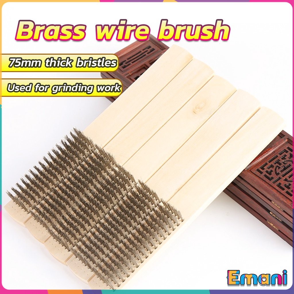 Emani Wire Brushes Copper Plated Steel Brushes with Wood Handle 16 x 6 ...