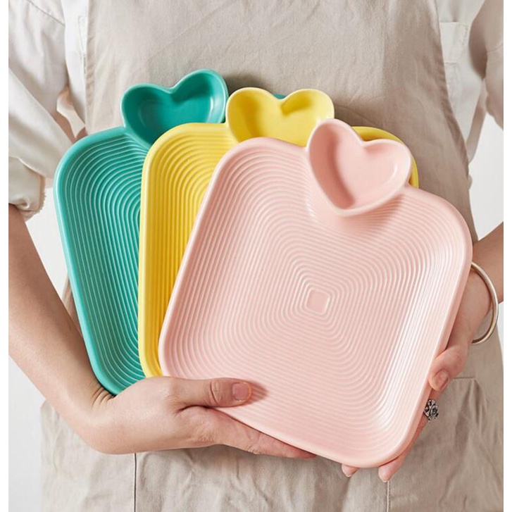 Livingplus Pastel Cute Heart Ceramic Plates | Shopee Philippines