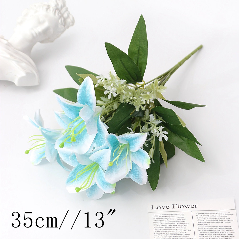 Blue Artificial Flowers Bouquet Rose Hydrangea Peony Tulip Lily ...