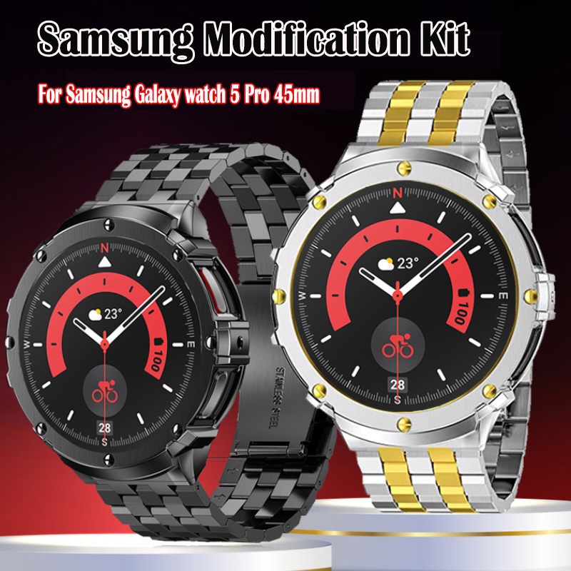 Luxury Stainless Steel Modification Kit Case + Strap For Samsung Galaxy ...