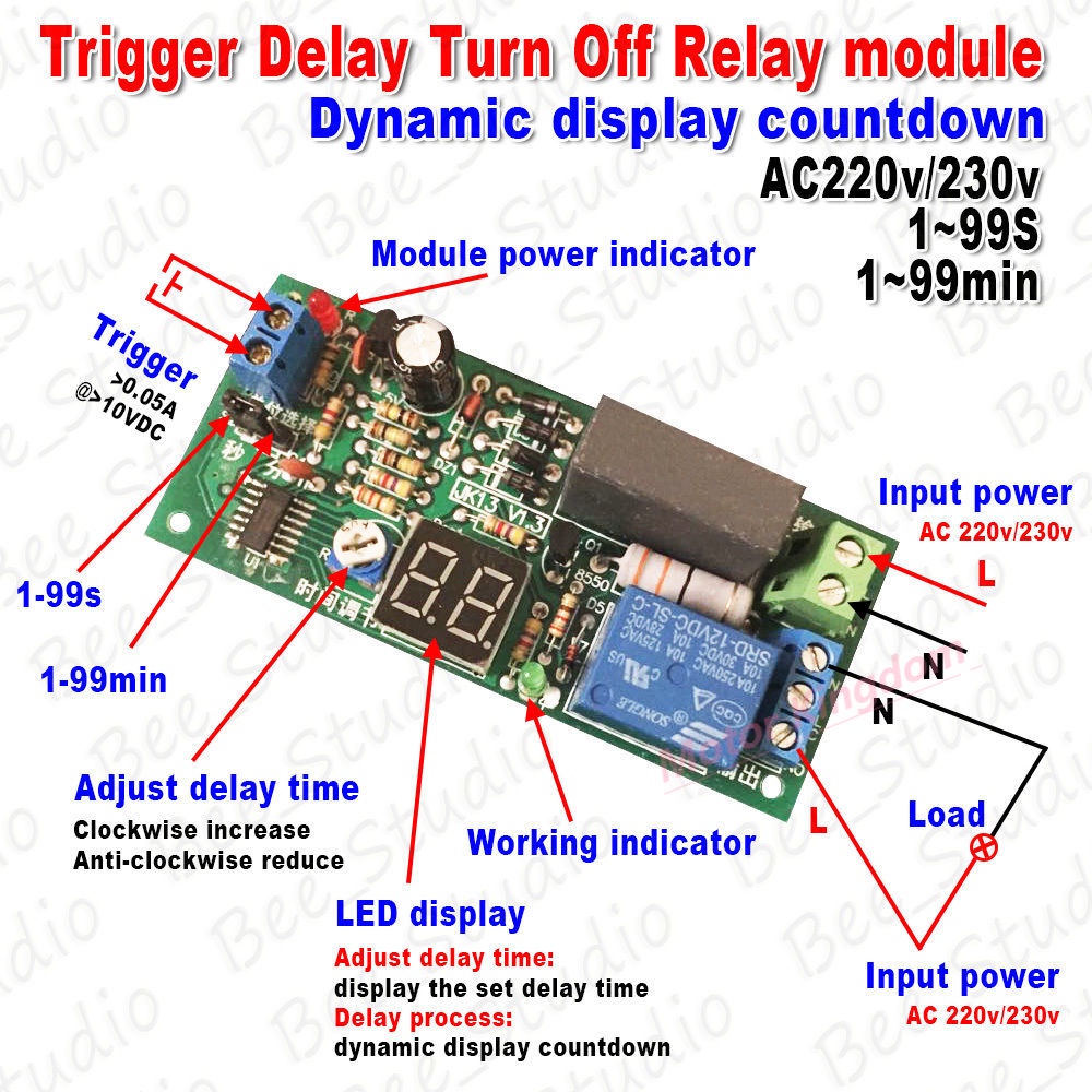 AC 220V 230V LED Display Countdown Timing Timer Delay Turn OFF Time Relay Module | Shopee ...