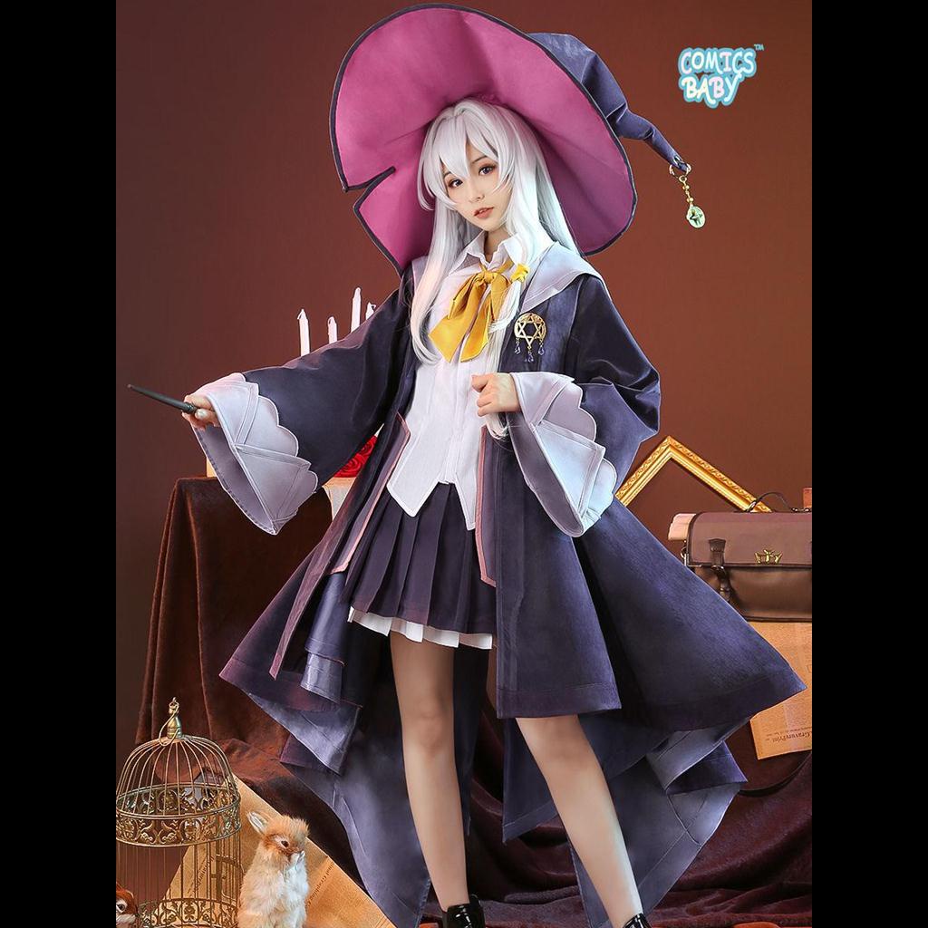 Anime The Journey of Elaina Cosplay Costume Hat Wig Witch Outfit Lovely ...