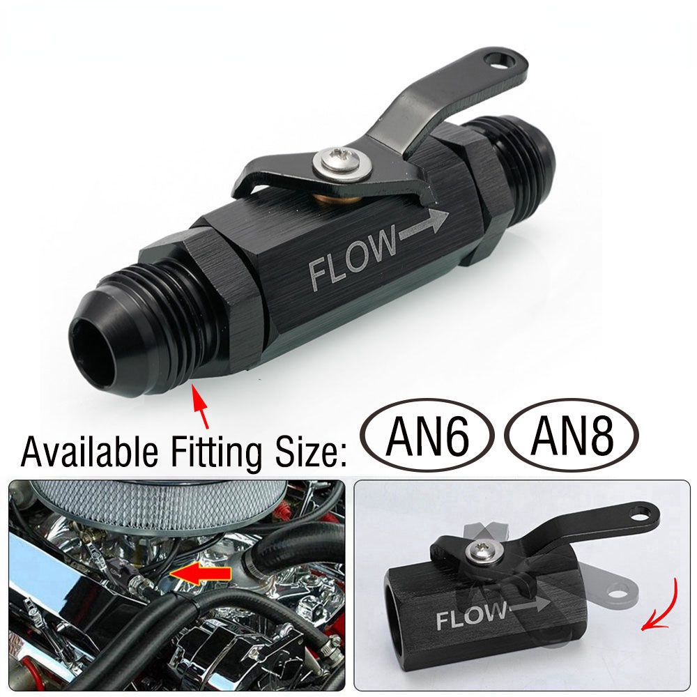 Aluminum AN6/AN8 Inline Shut Off Valve Fuel Cut Off Switch W/ Cable ...