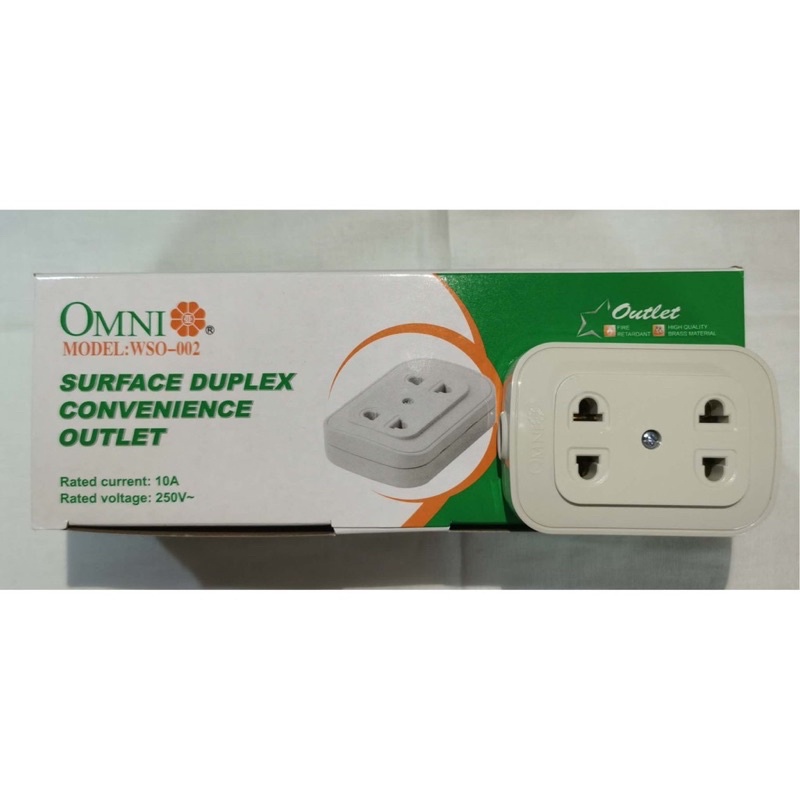 Surface 2 gang convenience outlet 10A 250V Model WSO--002 Omni Original ...