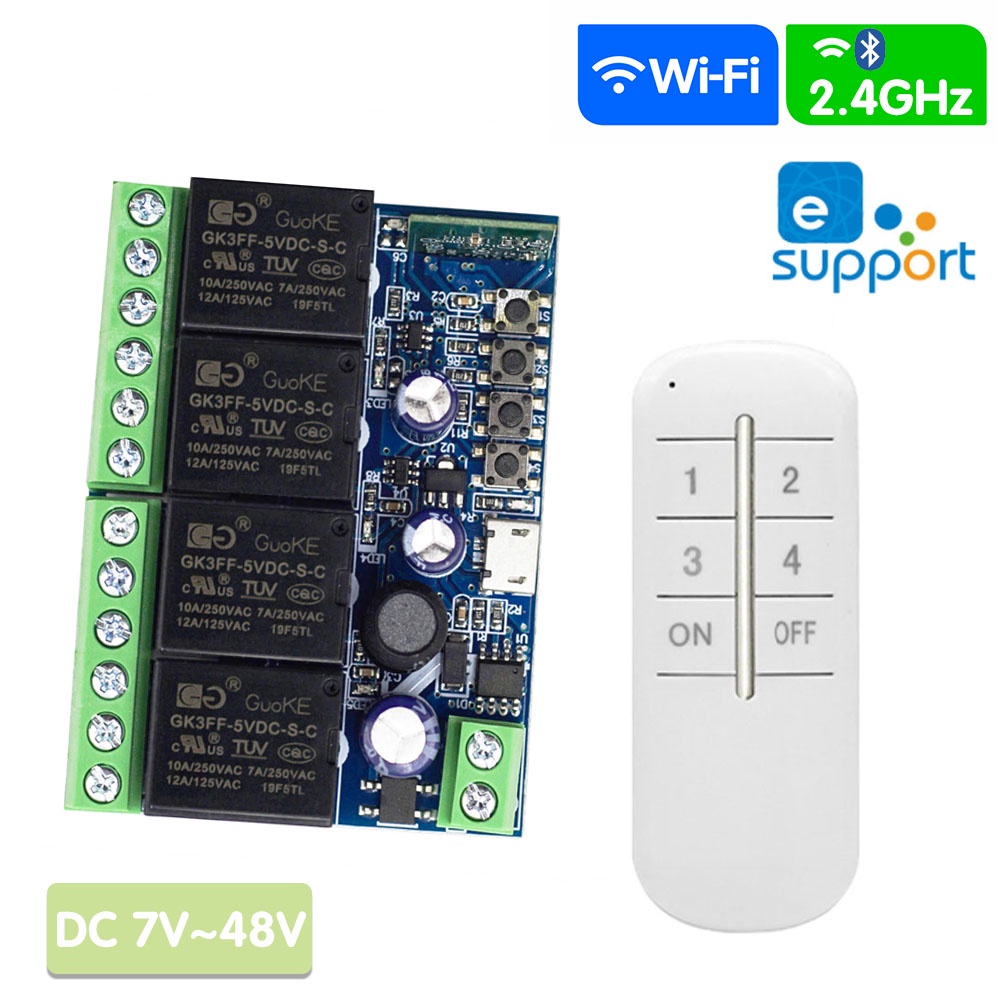 EWeLink WIFI Smart Module Switch DC 12V 24V 48V 4 Channel Relay ...