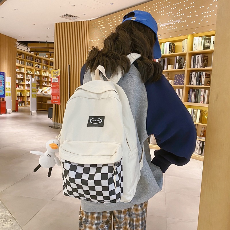 Japanese Korean Student Backpack Checked Cute Schoolbag | Shopee ...