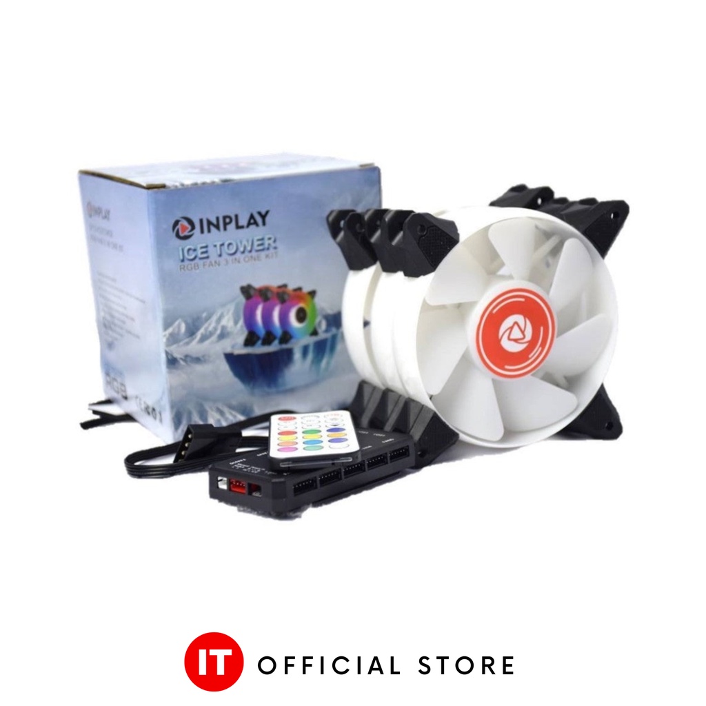 INPLAY Ice Tower RGB FAN 3 in 1 kit 120mm v2 set with remote hub and ...