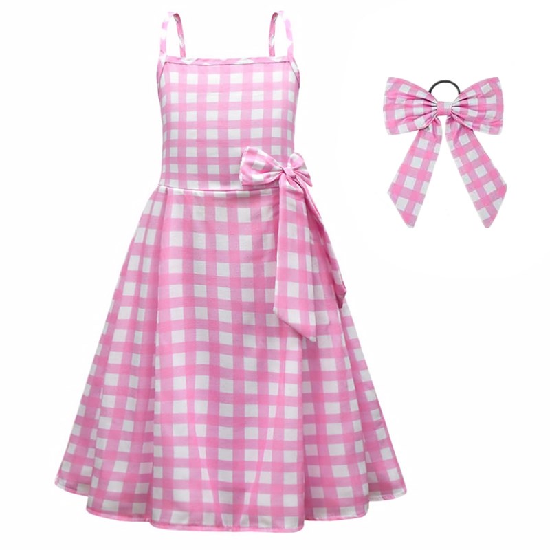 2023 New Barbie Movie Baby Girl Short Sleeves/Sling Checkered Cosplay ...