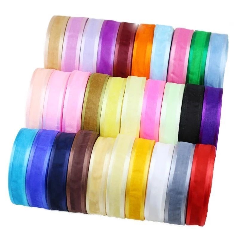 50 Yards/Roll 25mm Colorful Wide Edge Snow Yarn Ribbon For Gift Baking ...