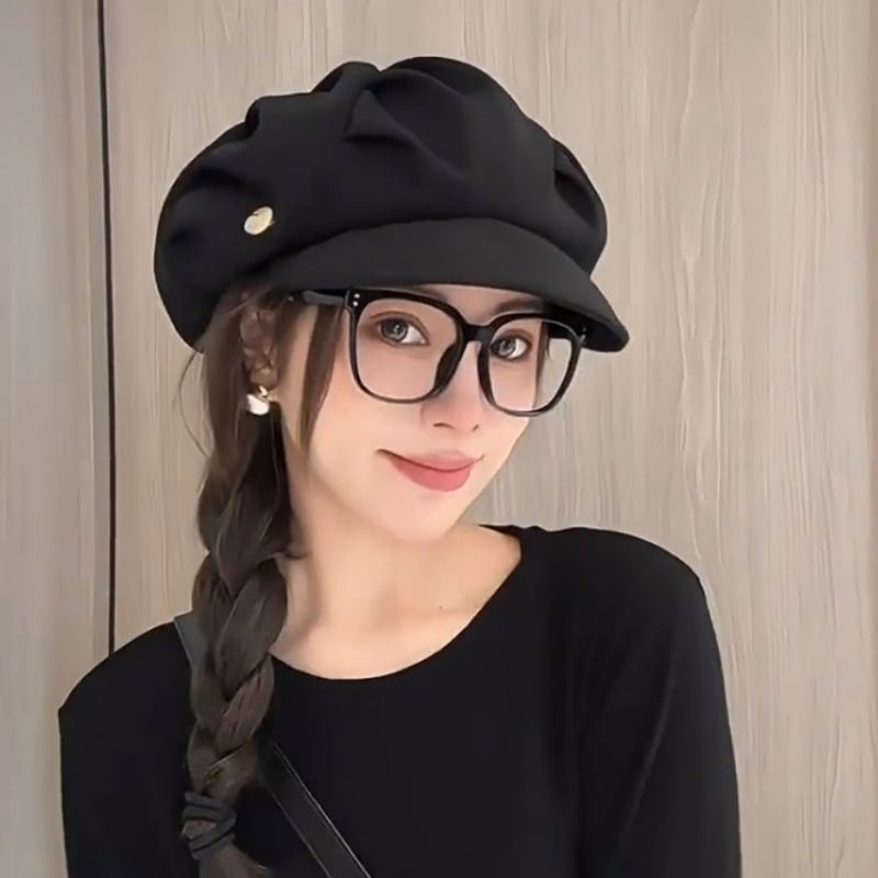 Face-looking Small Pleated Peaked Beret Spring Autumn Casual Octagonal ...