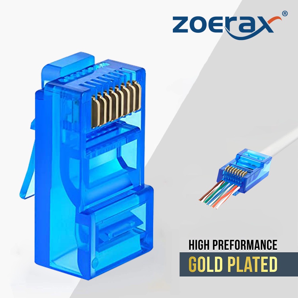 RJ45 Cat6 Pass Through Connectors, Assorted Colors, EZ to Crimp Modular ...