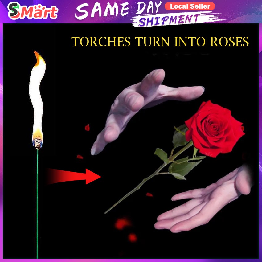 Torch To Flower Torch To Rose Fire Magic Trick Flame Appearing Flower ...