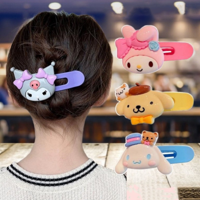 Sanrio Kawaii Hair Clip Anime Cinnamoroll Kuromi My Melody Kids Girls ...
