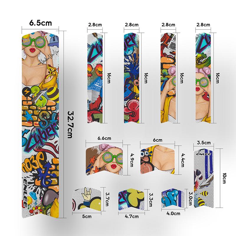 Enlee 3d Bicycle Paster Frame Scratch-Resistant Protector Mtb Road Bike ...