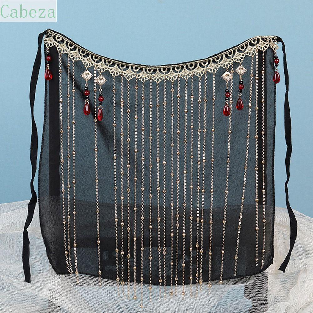 CABEZA Hanfu Face Veil All-match Sunscreen Artistic Photos Tassel Mesh ...