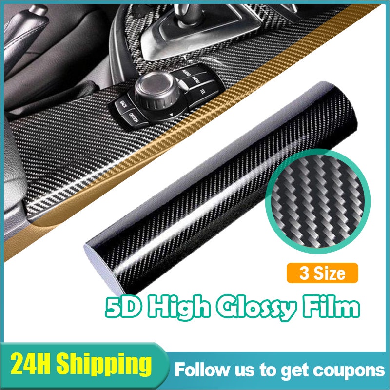 Car 7D Carbon Fiber Sticker Waterproof Glossy Vinyl Roll Motorcycle ...