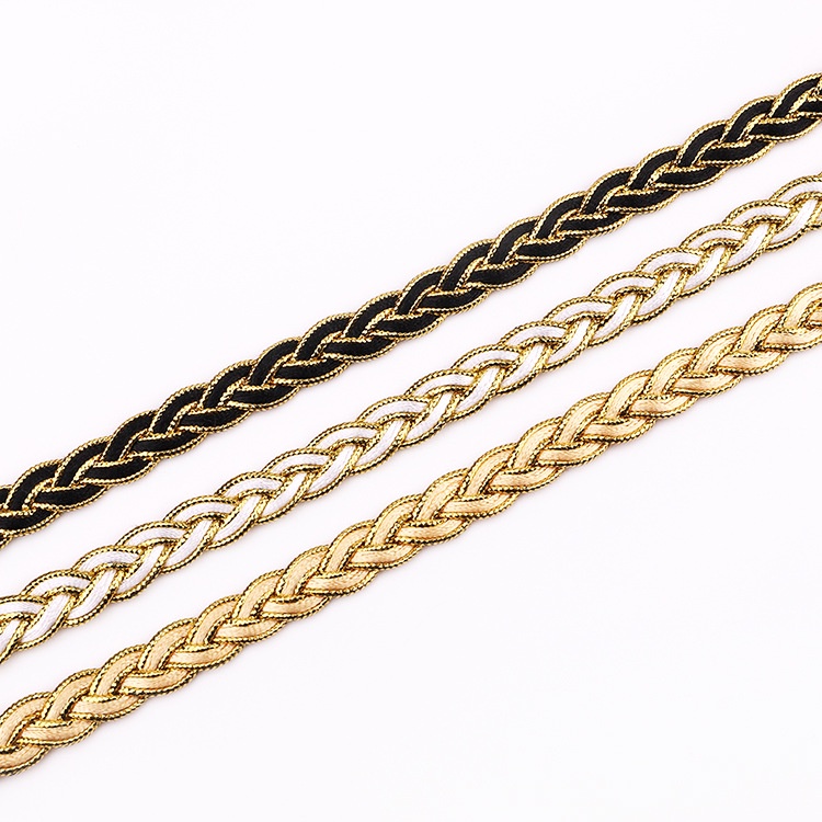 【1 Yard】Luxury Braid Lace Trim Black White Beige Golden Ribbon Apparel ...