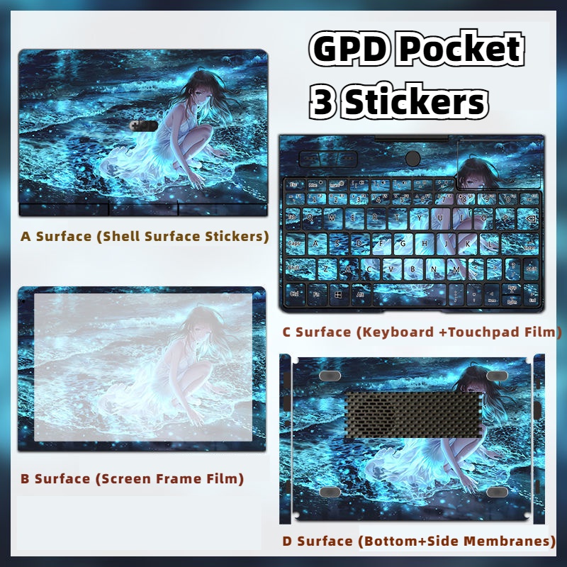 Cartoon Stickers for GPD Pocket 3 Protective Film 8-Inch Sticker Light ...