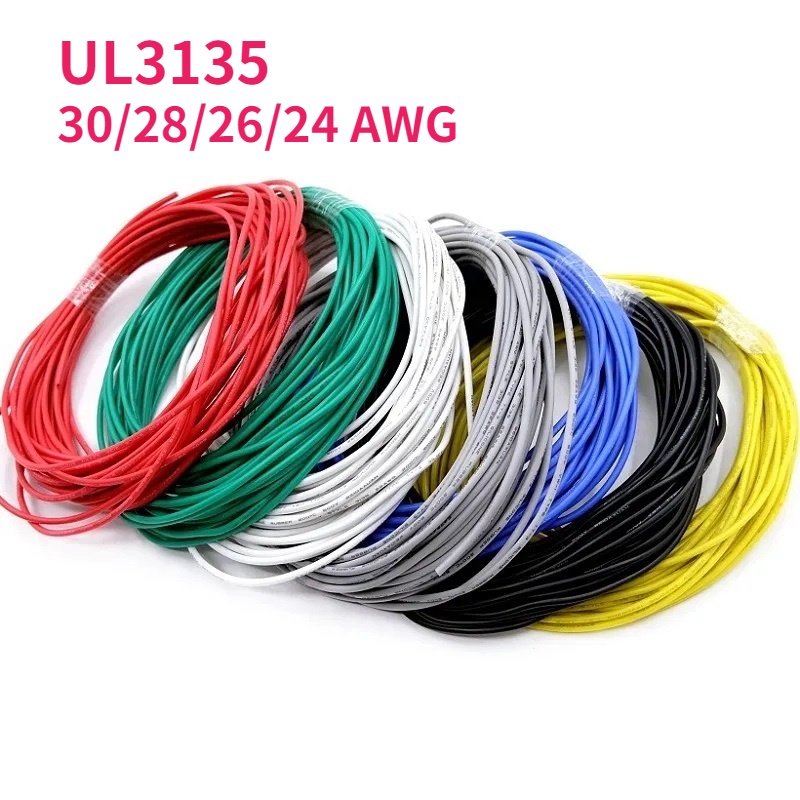 Copper Wire 30 28 26 24 AWG Soft Silicone Rubber Insulated Flexible UL3135 Electron LED Lamp ...