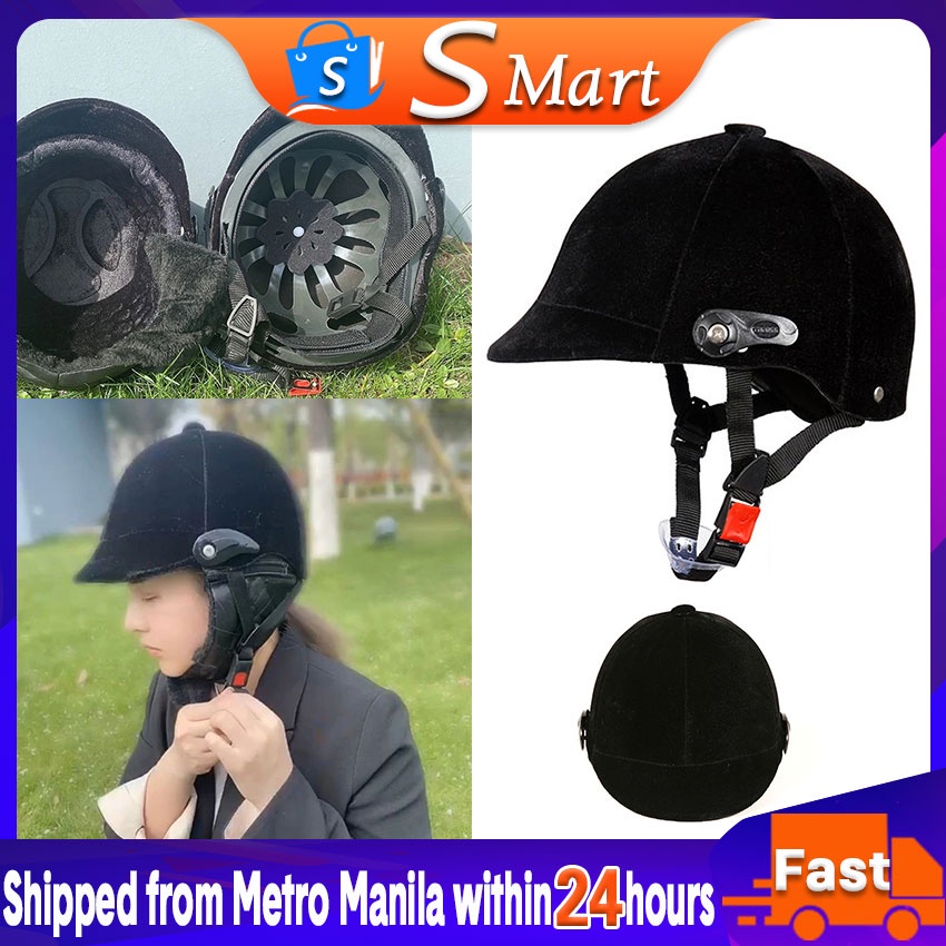 Horse Riding Helmet Velvet Equestrian Safety Hat Protector Riding ...