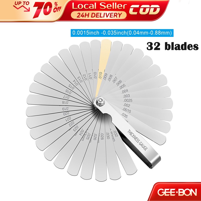 GEEBON Metric Filler Gauge 32 Blades Metric Feeler Gauge 0.04-0.88 Thickness Gages Gap Filler ...