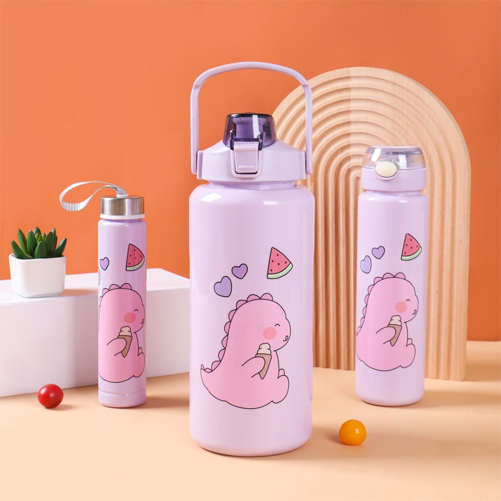 Sun 3pcs/set Outdoor Sport Gradient Color Water Bottles Dinosaur ...