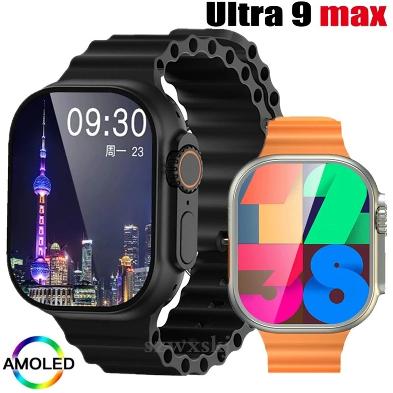 AMOLED Ultra 9 Max Smart Watch Series 8 Compass Monitor Siri Ai Voice ...
