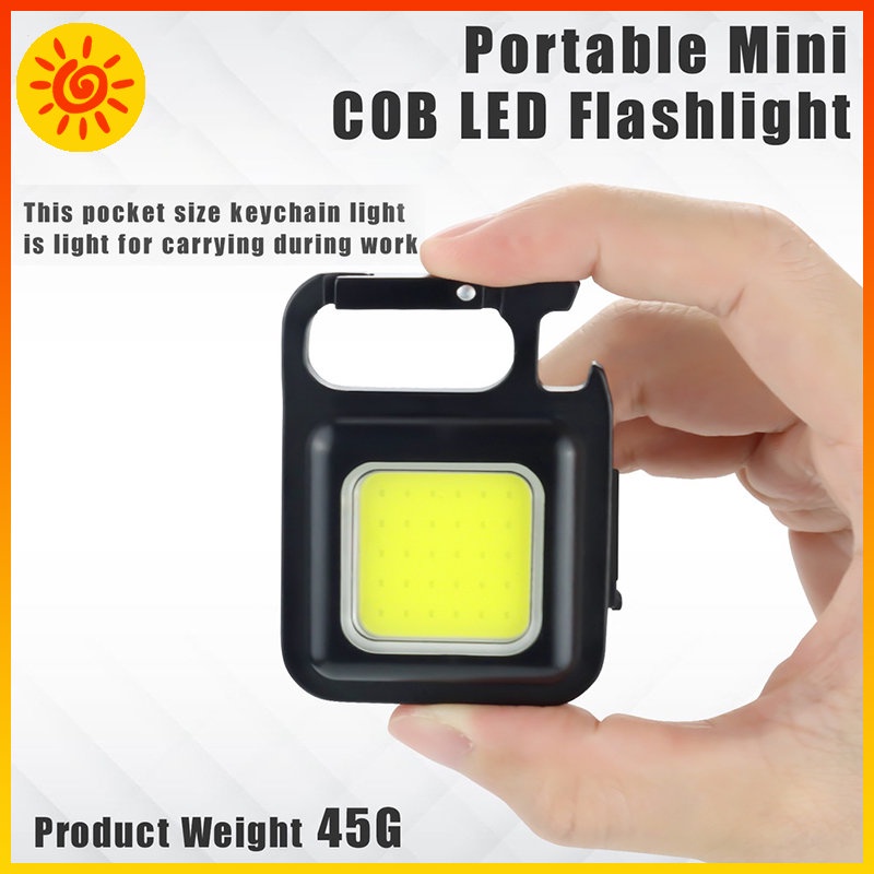 Light/LED/Flashlight/USB/Mini/metal COB rechargeable work light key ...