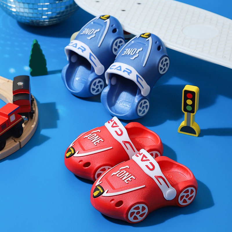 Cartoon Car Slippers for Boys Summer Soft Sole Cute Anti Slip Hole ...