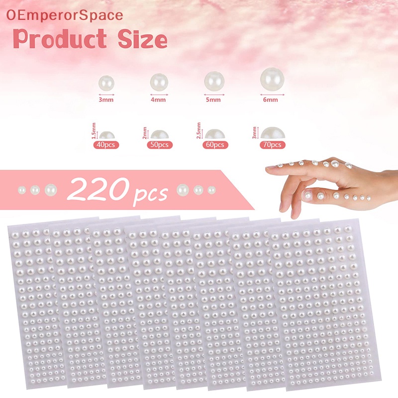 OEmperor Hair Pearls Stick On Self Adhesive Pearls Stickers Face Pearls ...