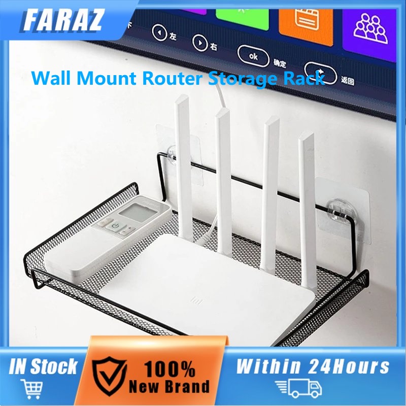 Punch-Free Wall Mounted Wifi Router Shelf Set-Top Box Bracket Storage ...