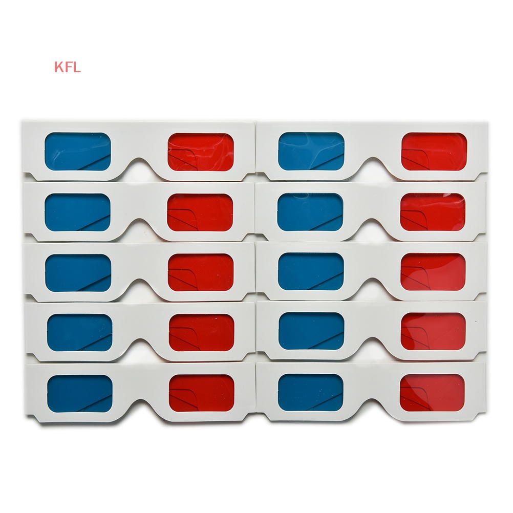 (KFL) 10PCS Universal Anaglyph Cardboard Paper Red Blue Cyan 3D Video ...