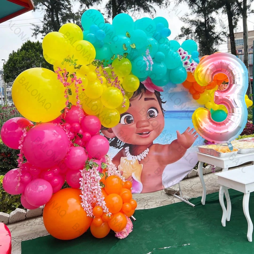 100pcs/set Princess Moana Balloons Arch Garland Kit Gradient For Kids ...