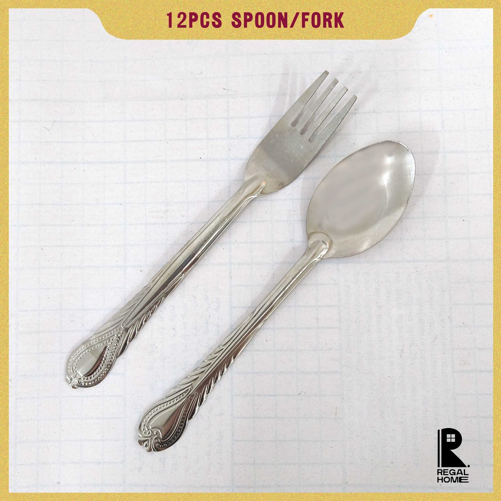 12pcs Set Stainless Steel Spoon and Fork Kitchen Utensil Dinning ...