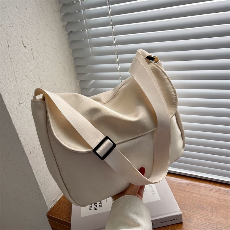 Japanese Canvas Bag Women Slung Simple Solid Color Messenger Bag Women ...