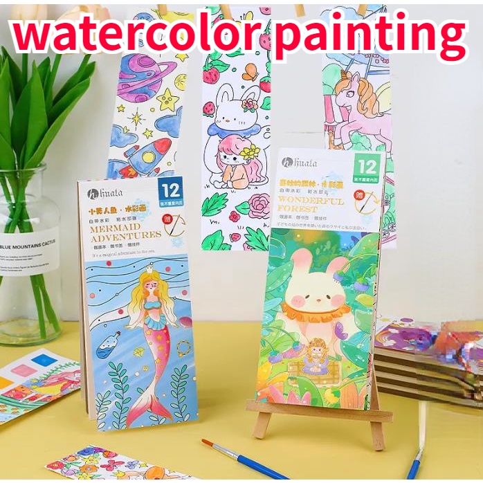 Fairy Tale Watercolor Book Painting Mermaid Princess Graffiti Coloring ...