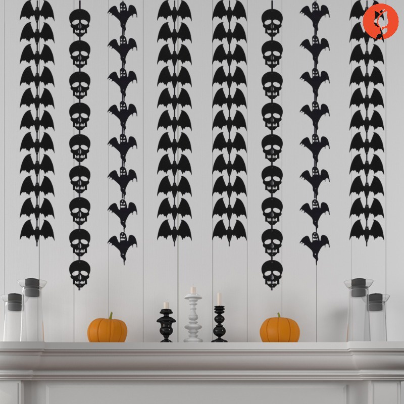 Halloween Hanging Garland Black Bat Spider Bunting Banner Party Home ...