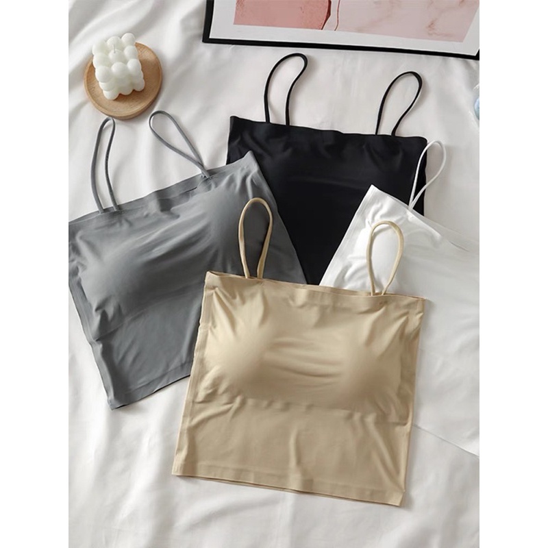 Women Ice Silk Comfy Sando Bra with Push Up Bra Foam Bralette | Shopee ...