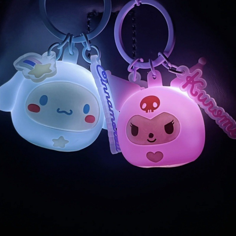 Sanrio LED Lighting Keychain Cute Cinnamoroll Kuromi Keyring My Melody ...