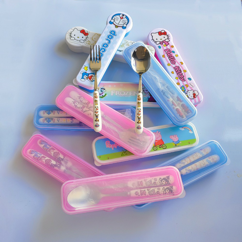 【hooray】Spoon Fork Set With Case Stainless Steel Ceramic Tableware With ...