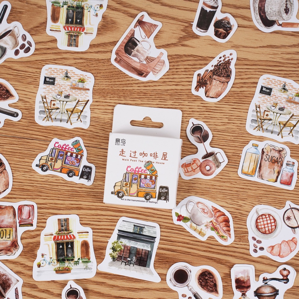 46 Pcs vintage Coffee Theme Paper Stickers For Art Journaling Collage ...